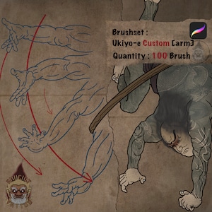 100 Arm Japanese Traditional Procreate Stamp Brush [form Ukiyo-e Custom ...