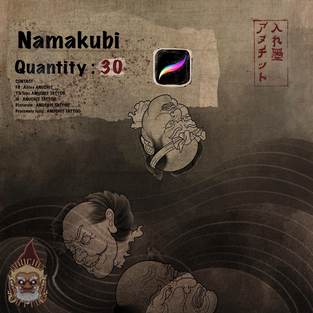 30 Namakubi Japanese Tattoo Procreate Stamp Brush - Etsy