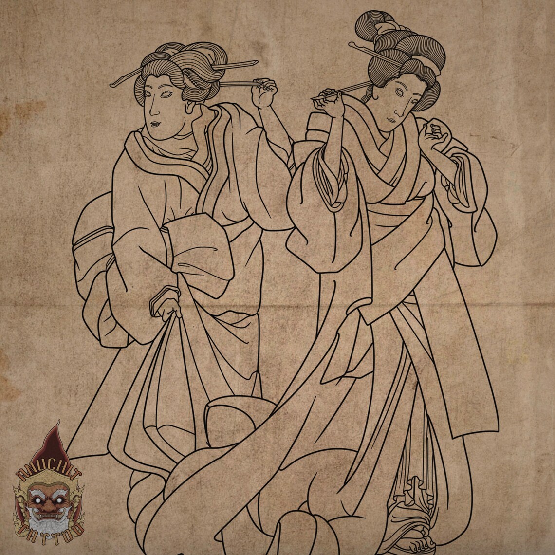 40 Women Traditional Japanese Characters Procreate Stamp Brush - Etsy