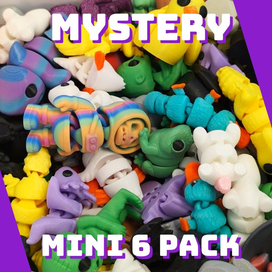3D Print Mystery Bag 6 Random Articulated 3D Printed Toys Cute Animals ...