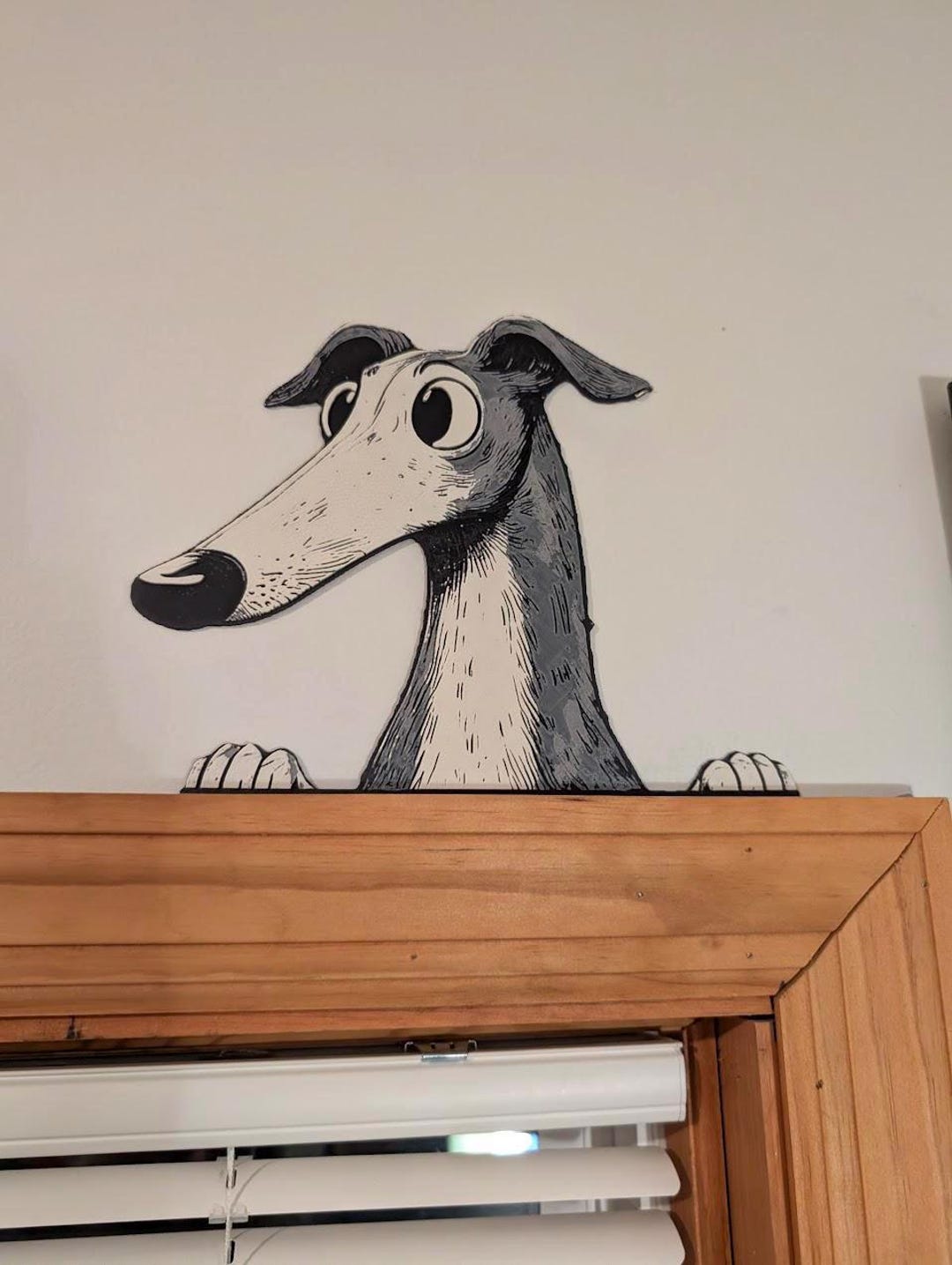 Greyhound Door Topper | Peeking Sighthound | Frame Sitter | Door Sitter ...