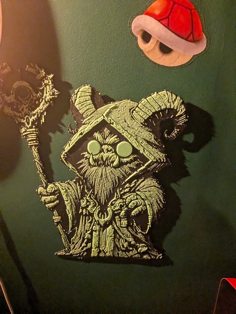 Orc Wizard Blacklight Wall Art Fun 3D Printed & UV Reactive Fantasy Orc ...