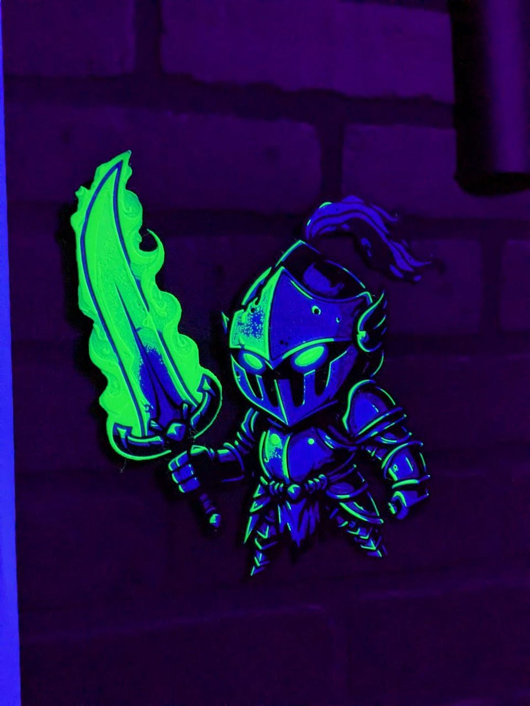 Knight UV Reactive Wall Art Neon 3D Print Blacklight Reactive Character ...