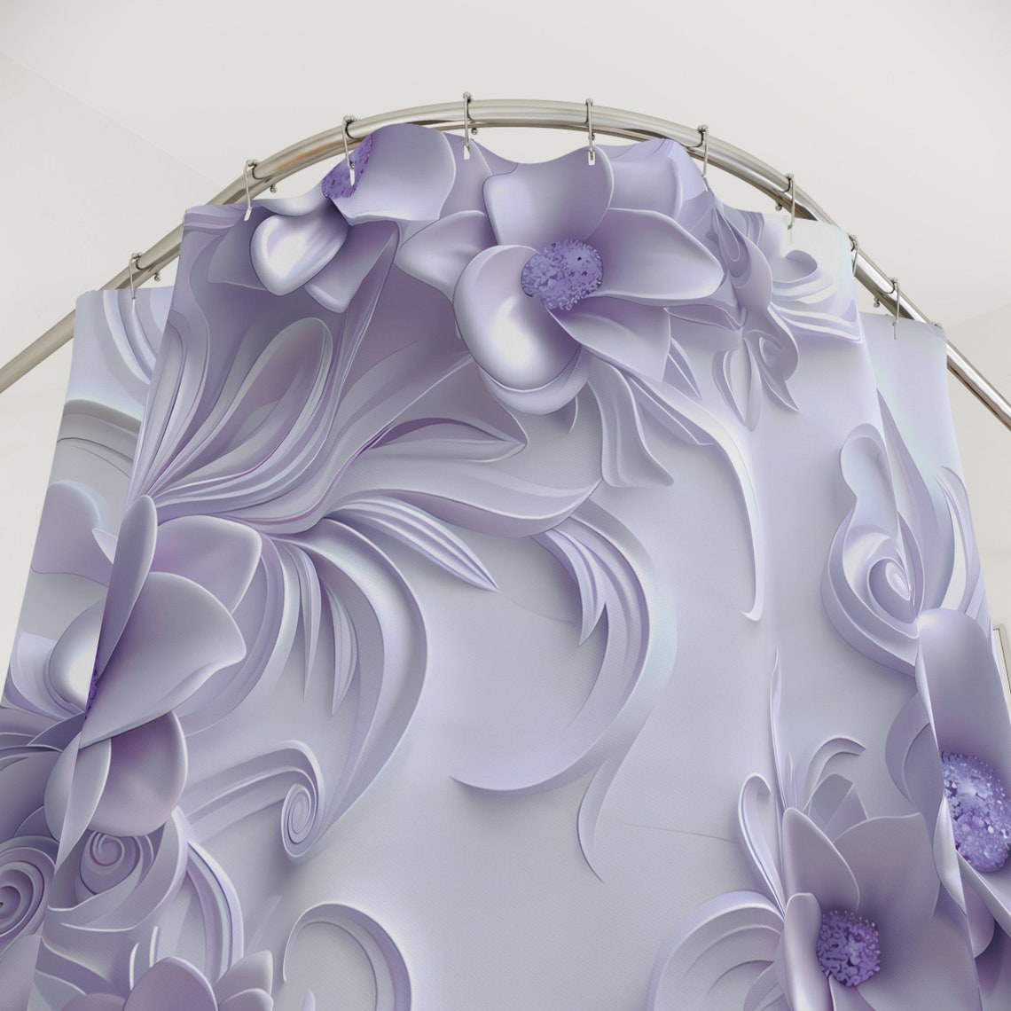 Lavender Majesty 3D Floral Shower Curtain | Floral Bathroom Décor | Shower Curtain Bath Set ...