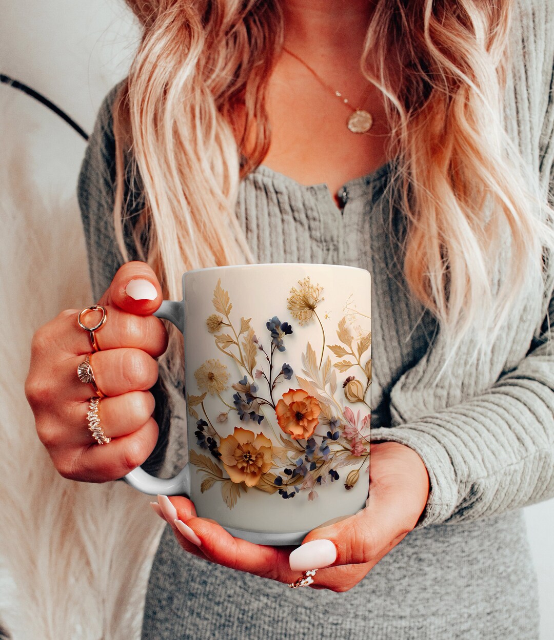 Vintage Wildflowers Ceramic Mug: Boho Cottagecore Floral Tea Cup - Etsy