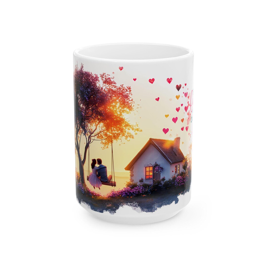 Love Story Mug, Romantic Sunset Swing Cup, Cottagecore Mug, Cozy ...