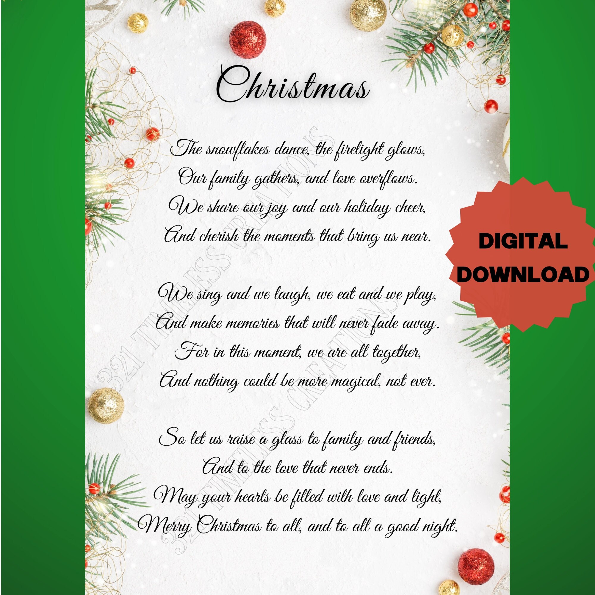 Christmas Poem, Christmas Poem Wall Art, Digital Wall Art, Family ...