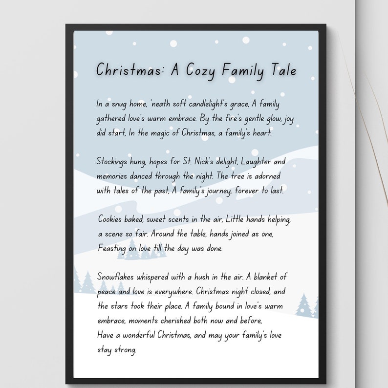 Christmas Poem Wall Art, Digital Wall Art, Family Christmas Poem ...