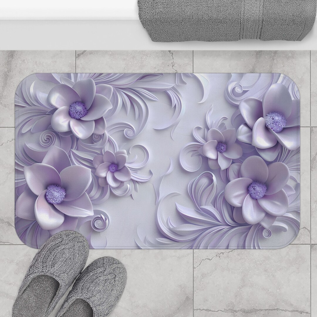 Lavender Majesty 3D Floral Bath Mat | Floral Bathroom Decor | Aesthetic ...