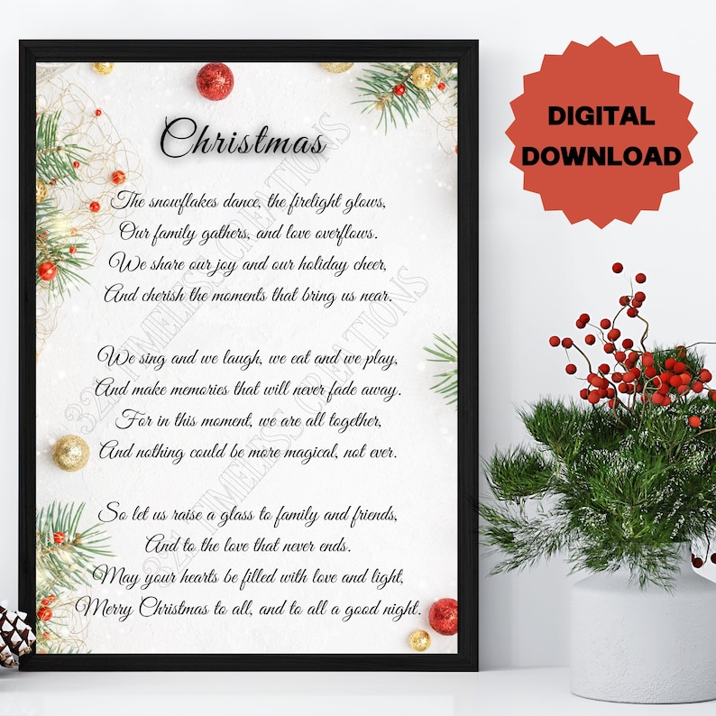 Christmas Poem, Christmas Poem Wall Art, Digital Wall Art, Family ...