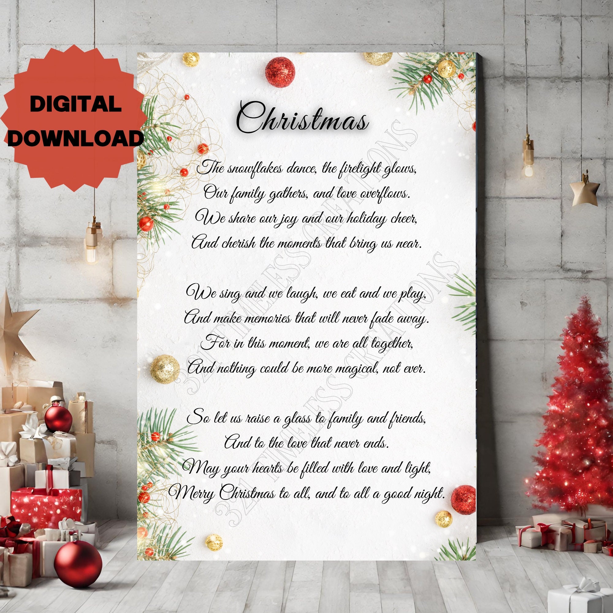 Christmas Poem, Christmas Poem Wall Art, Digital Wall Art, Family ...