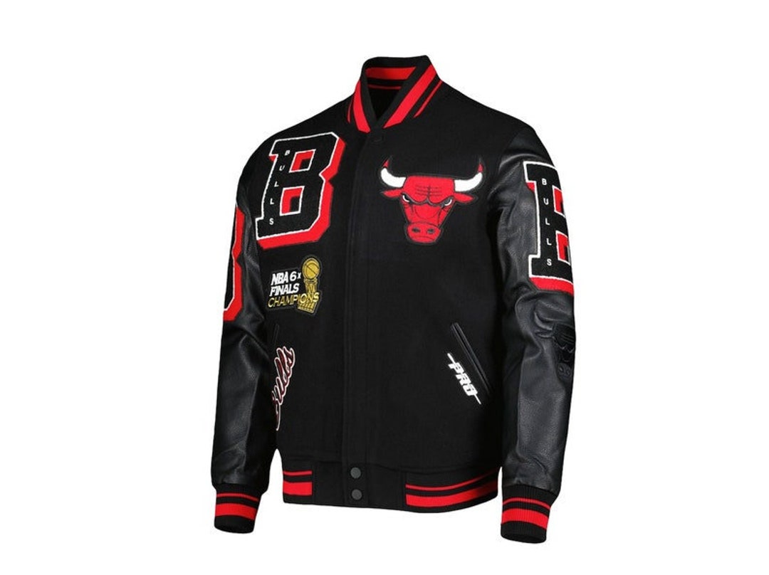 Mens Chicago Vintage Bomber Leather Jacket Inspired by Bulls NBA ...