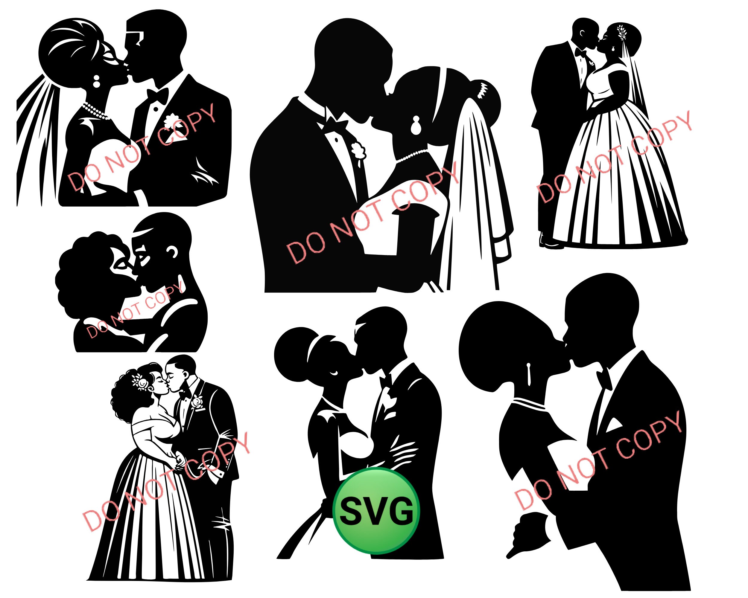 Black Couple Svg Bundle 24 Images , Lovers Svg, Black Wedding Couple ...