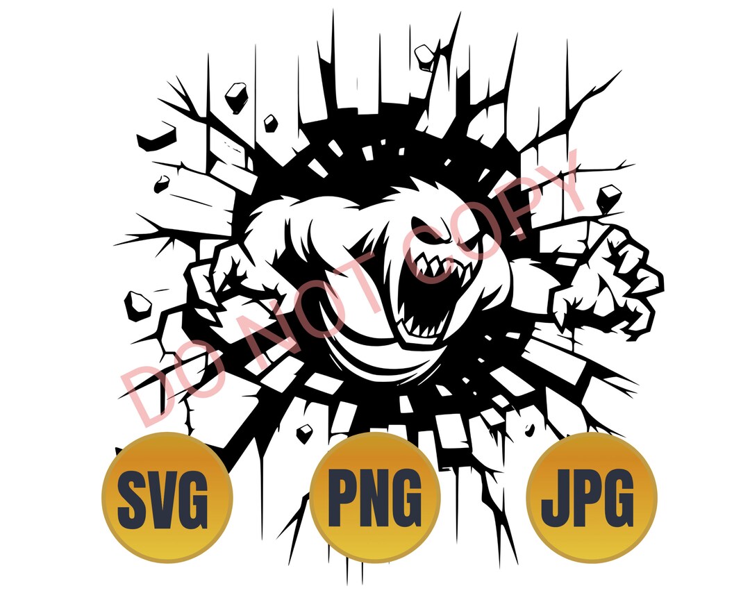 MONSTER THROUGH WALL Svg | T-shirt Wall Art Decal Sticker Vinyl |vector ...