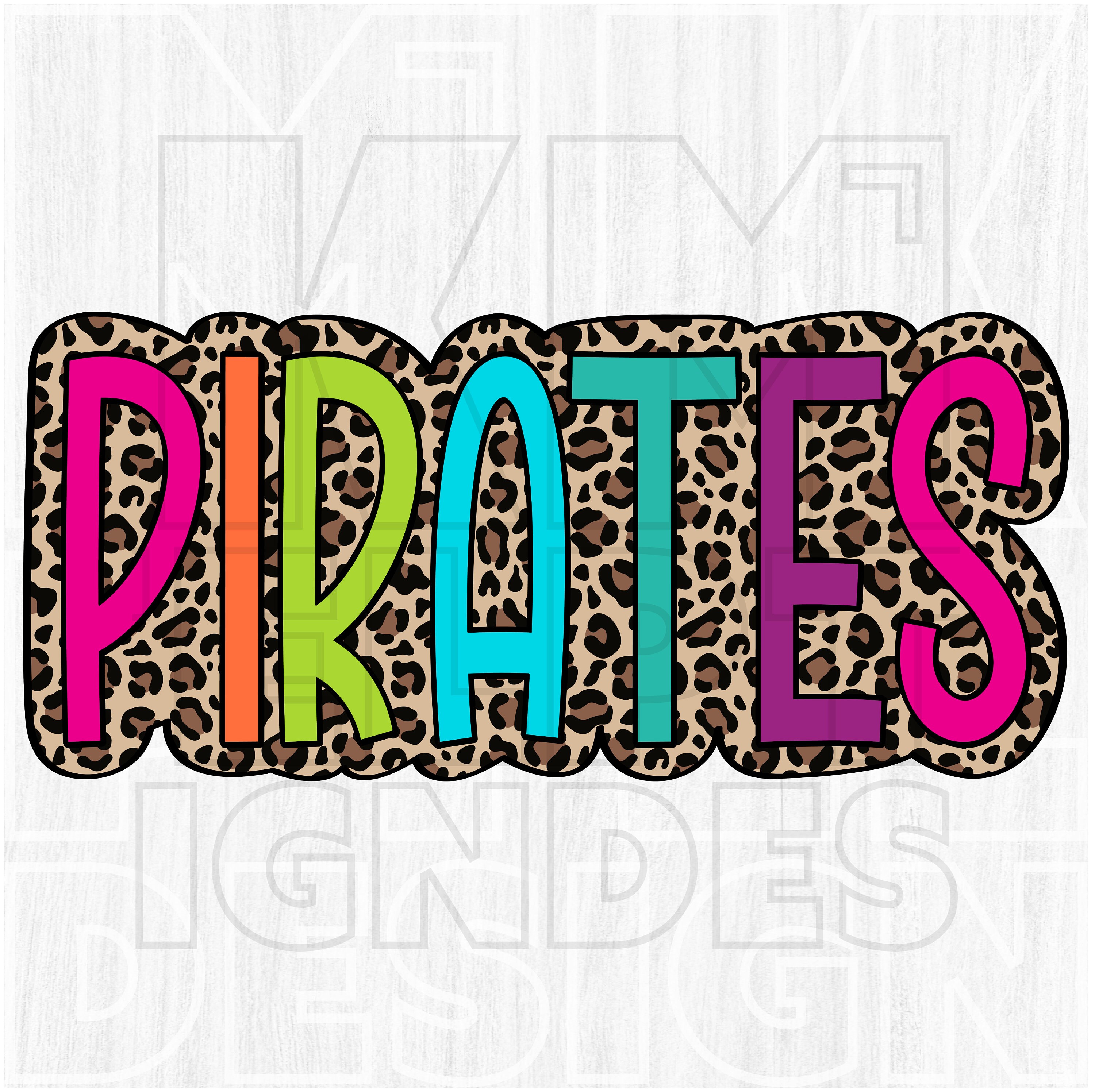 Pirates PNG, Colorful, Leopard Print, Cheetah, Animal, Mascot, School ...