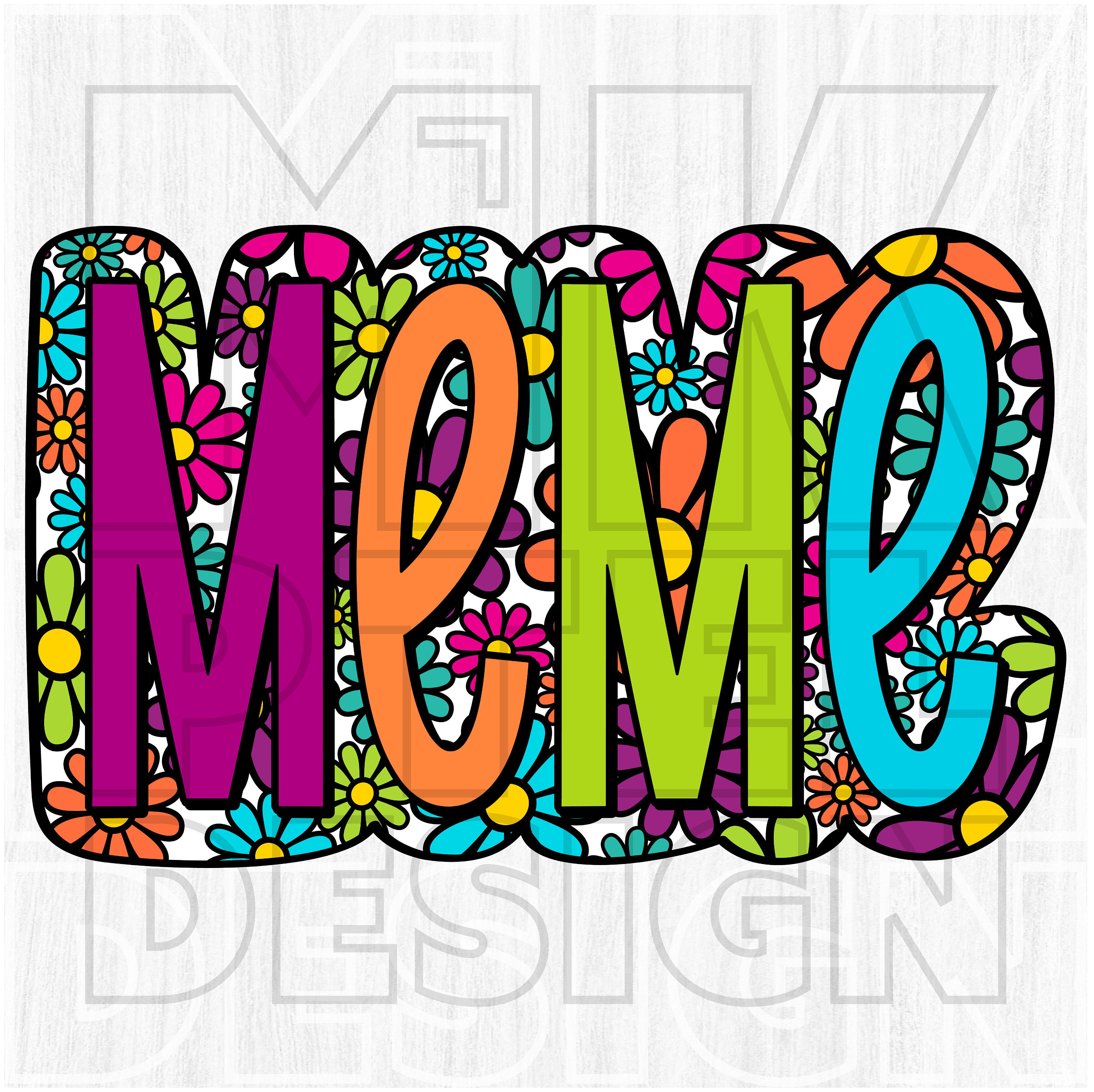 Meme Png, Bright Doodle, Colorful, Meme Daisy Png, Digital File, Retro ...