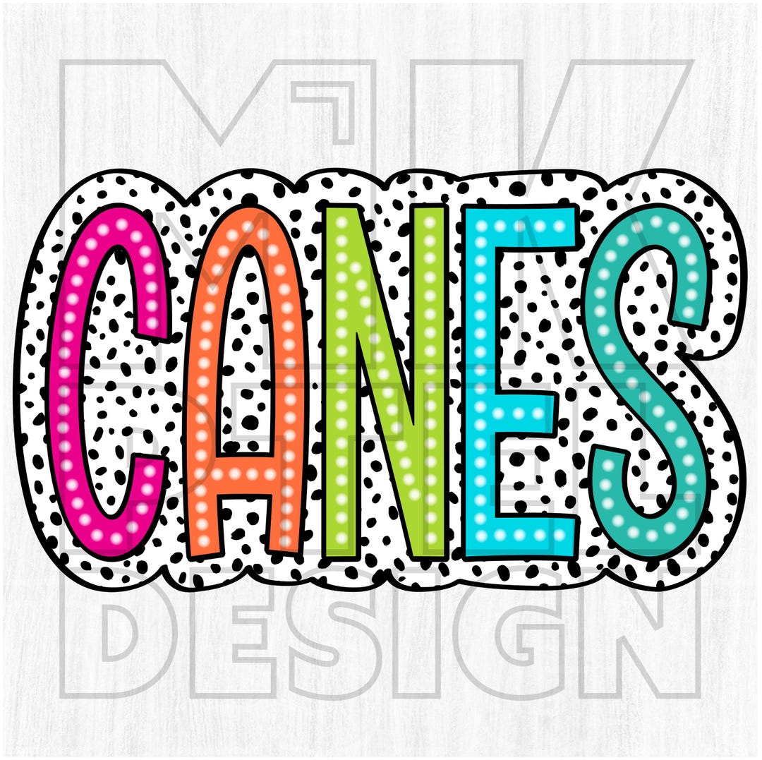 Canes PNG, Colorful, Dalmatian Dots, Mascot, School Spirit, Team Spirit ...