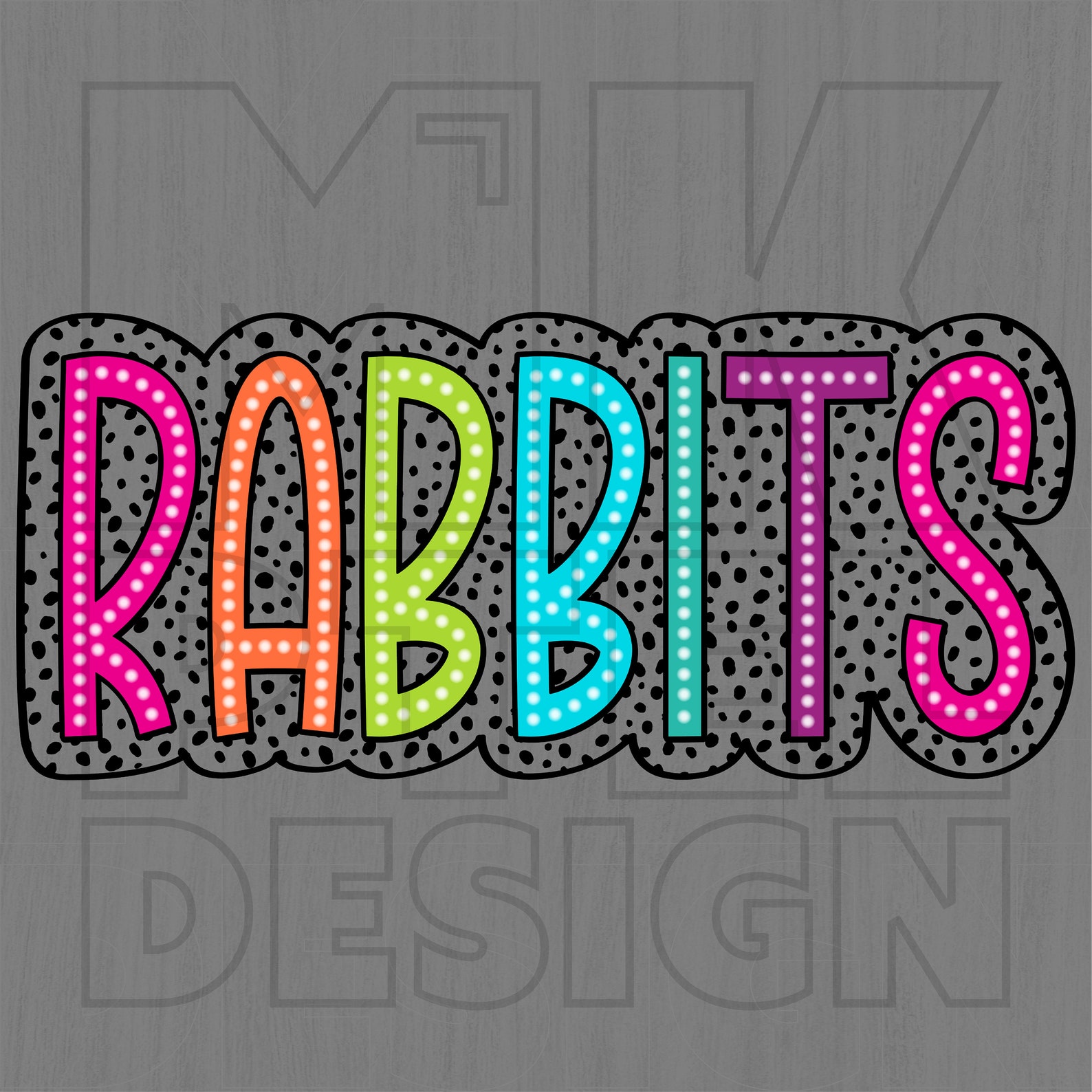 Colorful Rabbits PNG, Dalmatian Dots, Mascot (digital File) - Etsy
