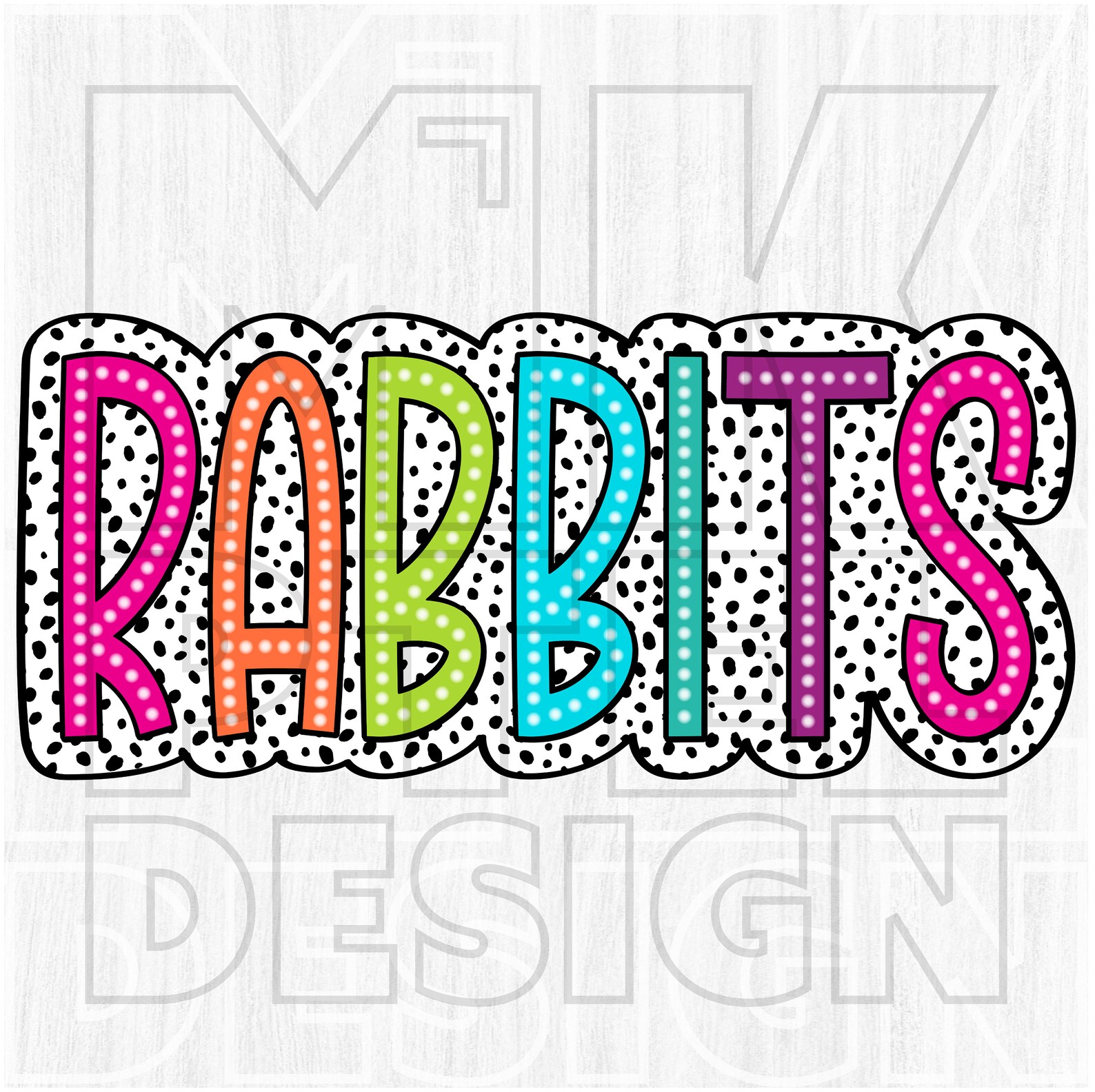 Colorful Rabbits PNG, Dalmatian Dots, Mascot (digital File) - Etsy