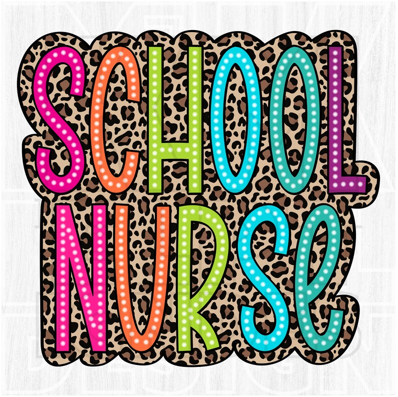 School Nurse PNG, Bright Doodle Leopard Print (digital File) - Etsy