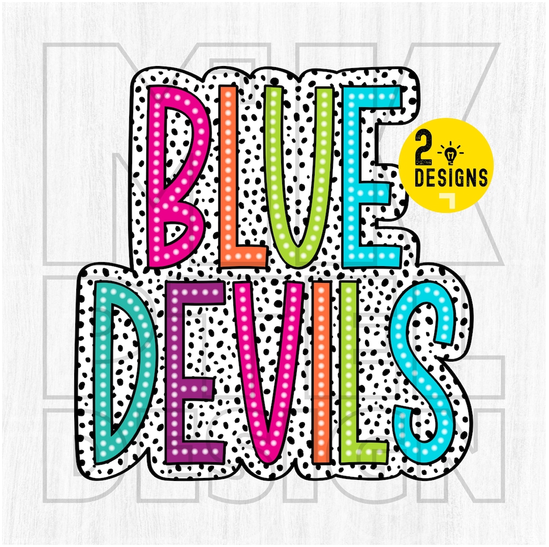 Blue Devils PNG, Colorful, Dalmatian Dots, Mascot, School Spirit, Team ...