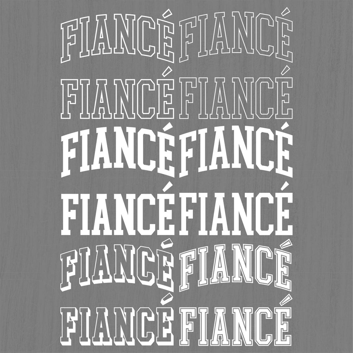 Fiance PNG Bundle, Varsity Letters, Arched Outline (digital Download ...