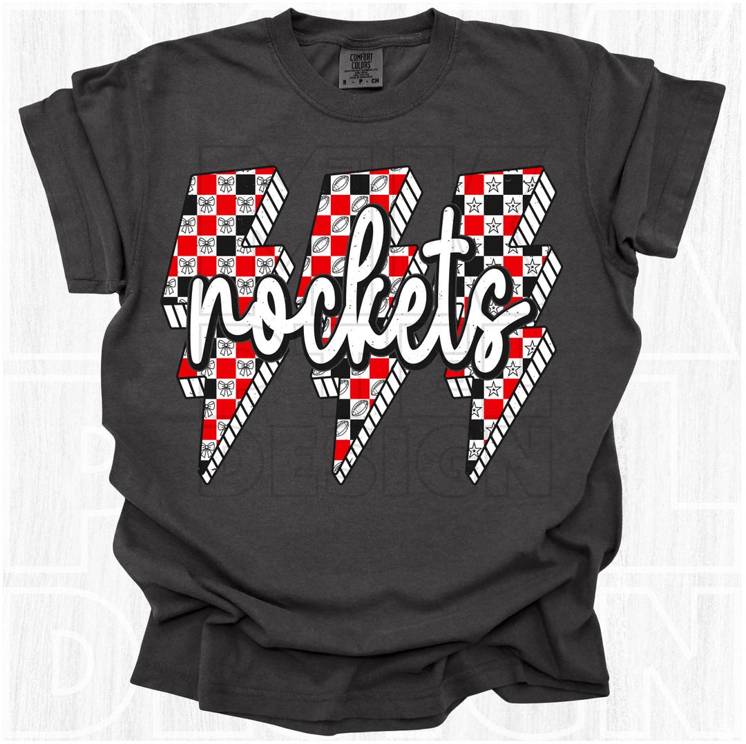 Retro Rockets PNG, Checkered Lightning, School Spirit (digital Download ...
