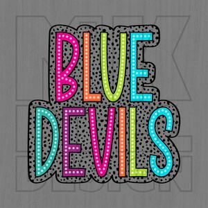 Blue Devils PNG, Colorful, Dalmatian Dots, Mascot, School Spirit, Team ...