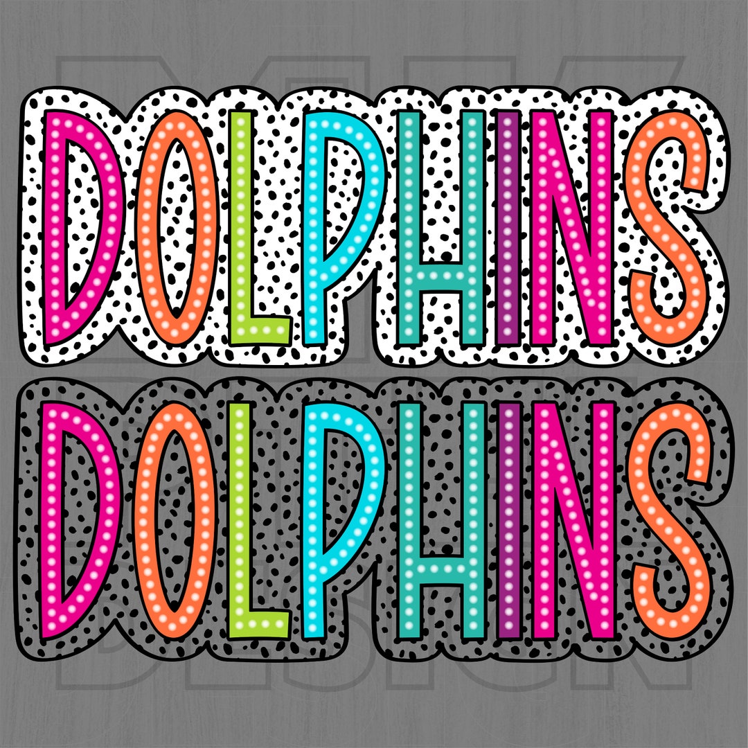 Dolphins PNG, Colorful, Dalmatian Dots, Mascot, School Spirit, Team ...