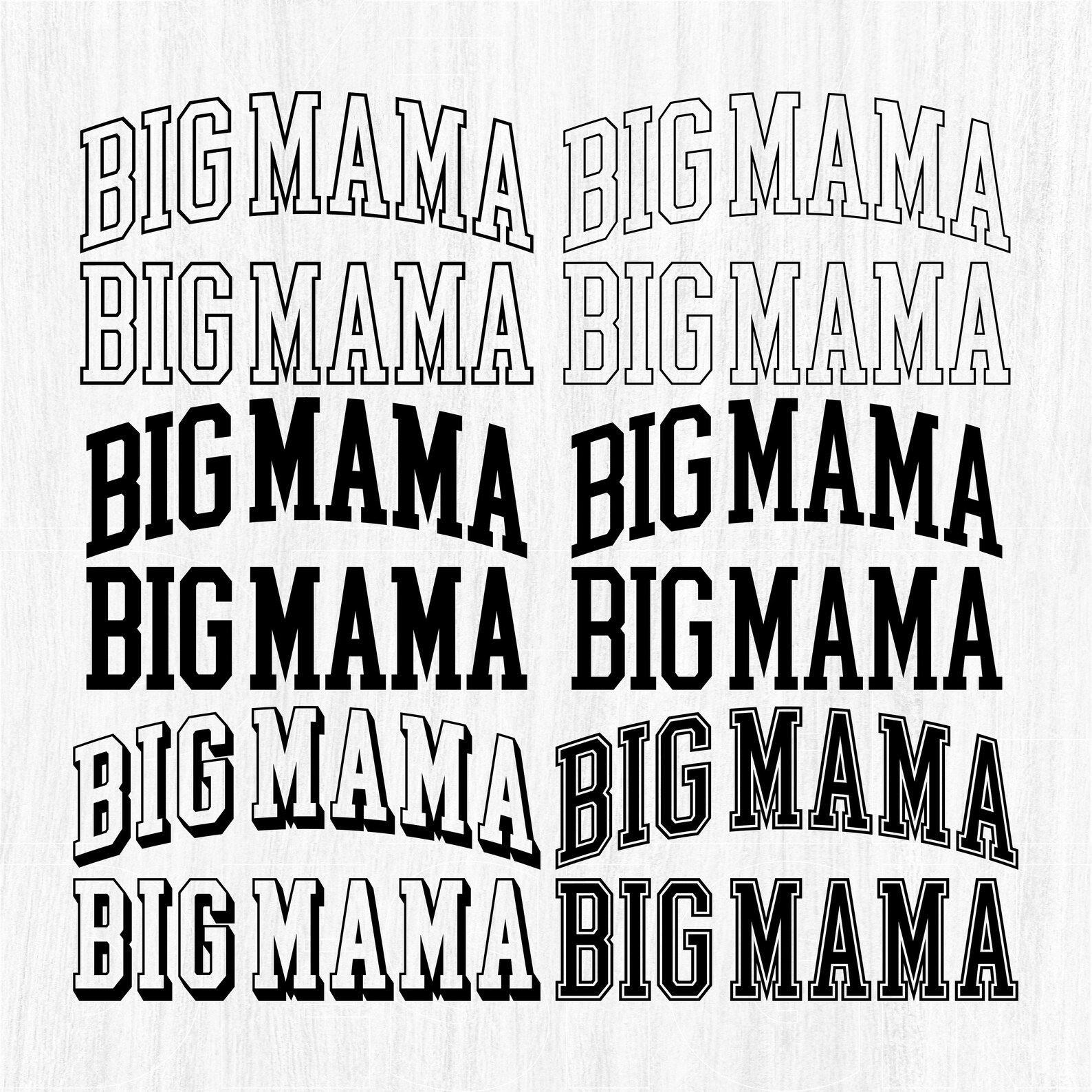 BIG MAMA Png, Big Mama Varsity Png Bundle, Big Mama Arched Outline, Big ...