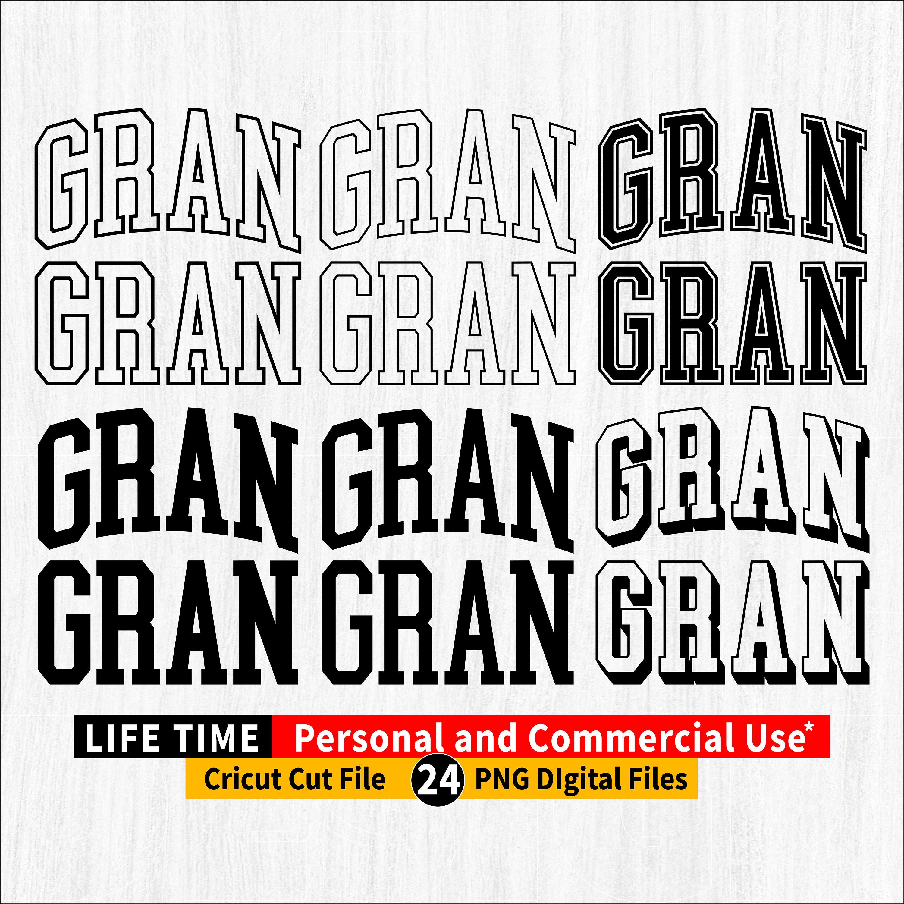 Gran Png, Gran Png File, Gran Varsity Png Bundle, Gran Arched Outline ...
