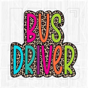 Bus Driver PNG, Bright Doodle, Leopard Print, School, Occupation ...