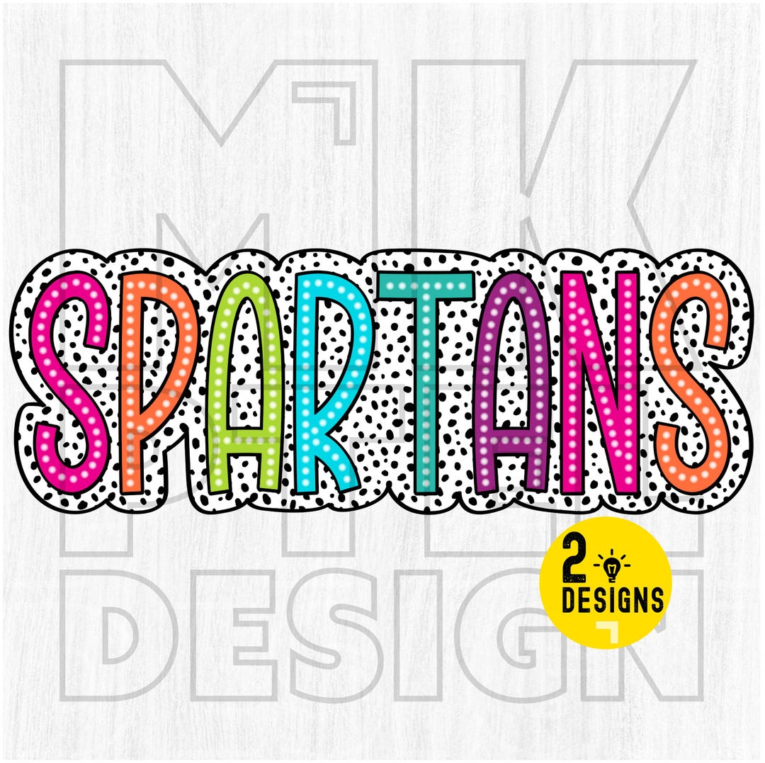 Colorful Spartans Mascot PNG, Dalmatian Dots, School Spirit (digital ...