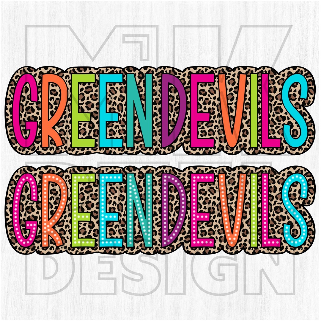 Green Devils PNG, Colorful, Leopard Print, Cheetah, Animal, Mascot ...