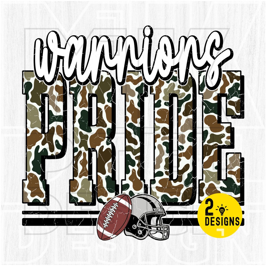 Retro Camo Warriors Pride PNG: Game Day Sublimation Design (digital ...
