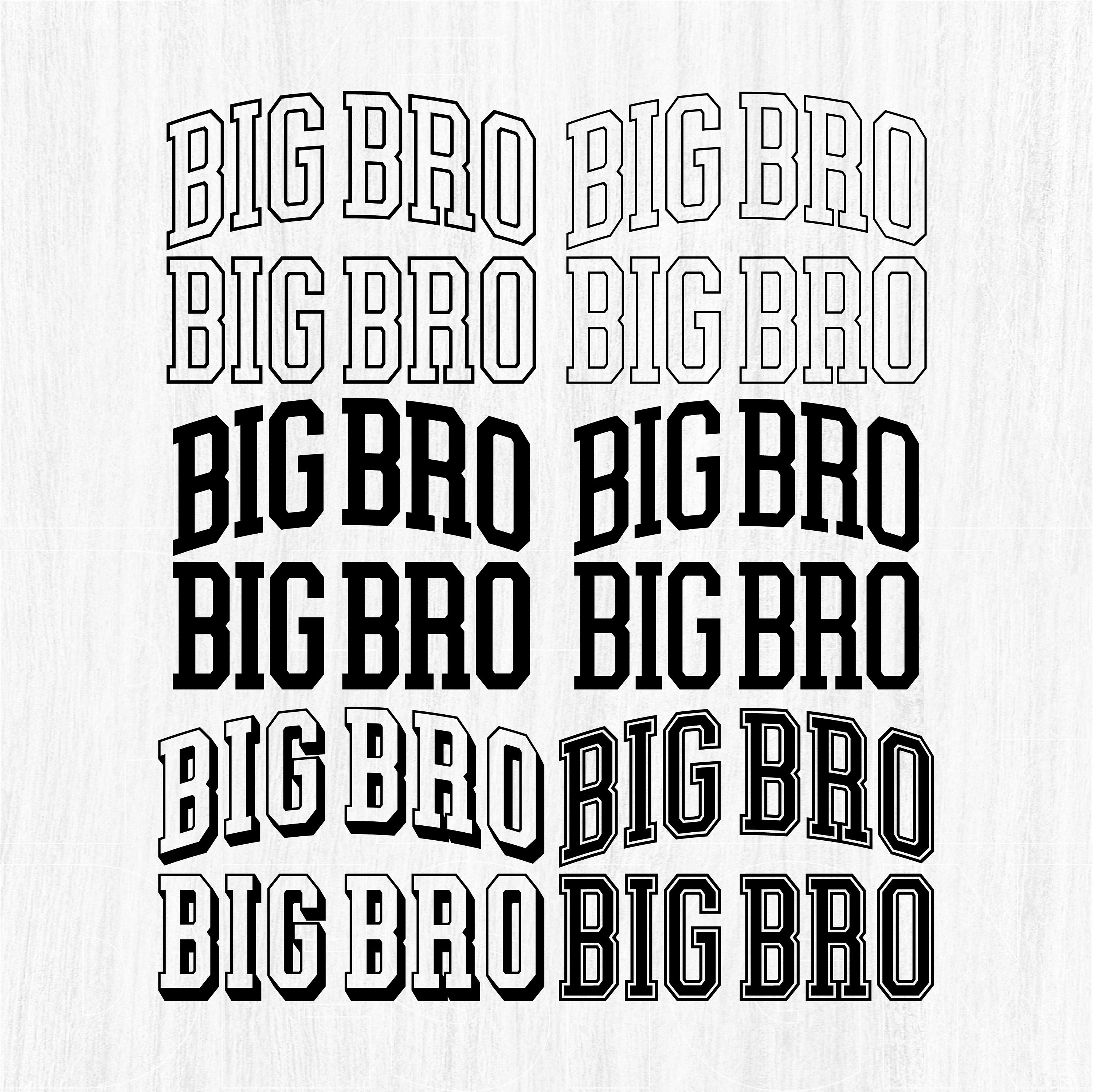 BIG BRO Png, Big Bro Varsity Png Bundle, Big Bro Arched Outline, Big ...