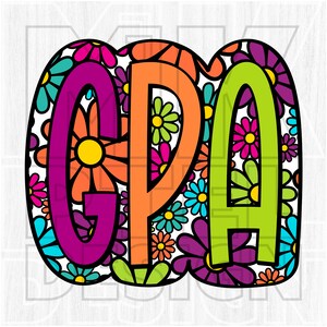 GPA Png, Bright Doodle, Colorful, Gpa Daisy Png, Digital File, Retro ...