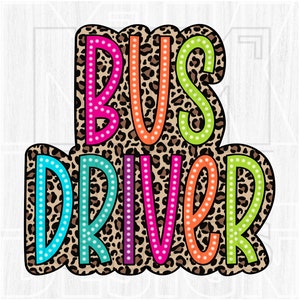Bus Driver PNG, Bright Doodle, Leopard Print, School, Occupation ...