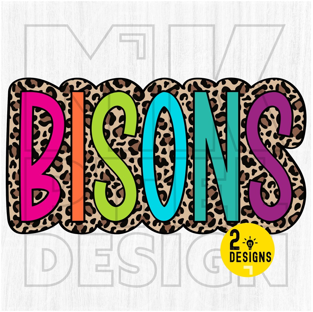 Bisons PNG, Colorful, Leopard Print, Cheetah, Animal, Mascot, School ...