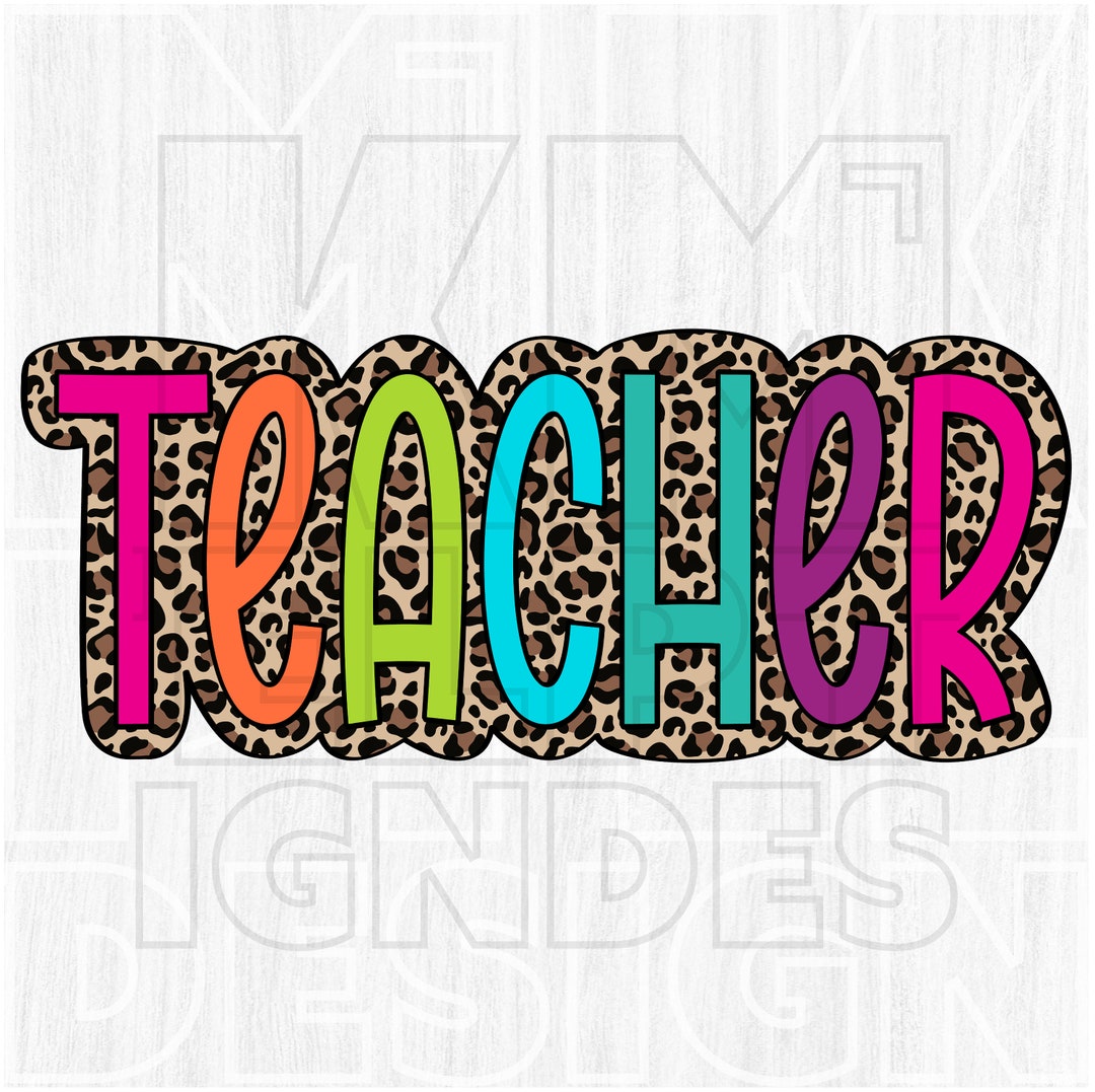 Leopard Print Teacher PNG, Colorful School Design (digital File) - Etsy