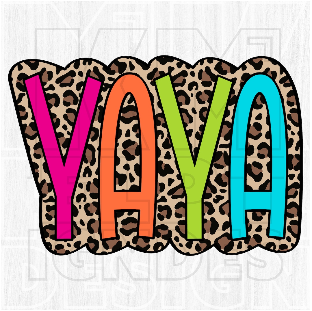 Yaya PNG, Bright Doodle, Leopard Print, Digital File, Sublimation ...