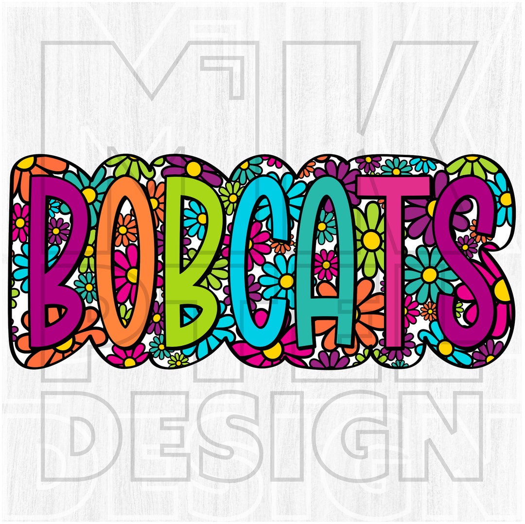 Bobcats PNG, Colorful, Daisy Floral Print, Bobcats Retro Daisy, Mascot ...