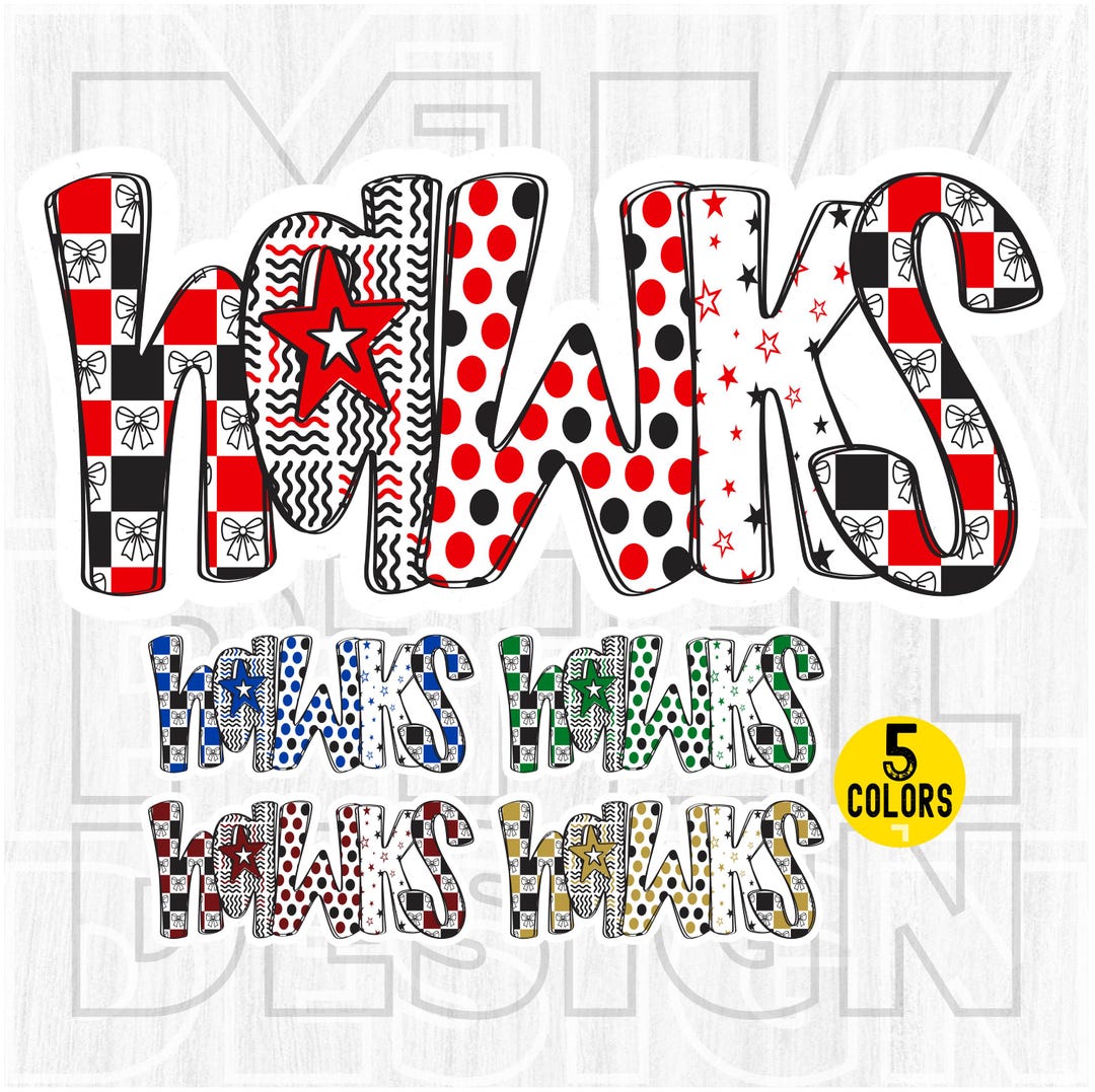 Hawks Mascot PNG, Checkered, Preppy School Spirit Print (digital ...
