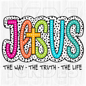 Jesus PNG, Digital Download Png, Bright Doodle, Dalmatian Dots, Glitter ...