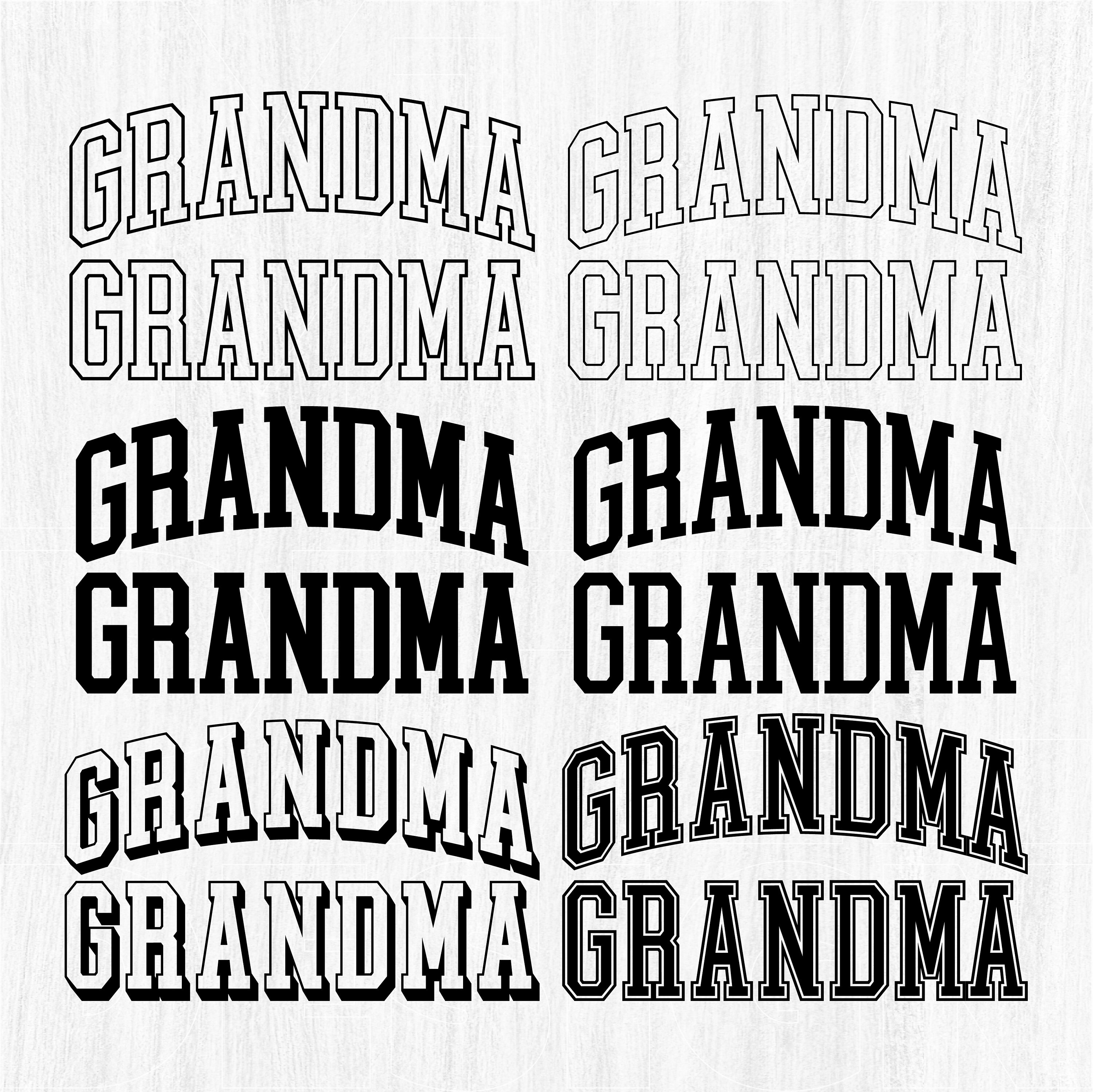 Grandma Png, Grandma Varsity Png Bundle, Grandma Arched Outline ...