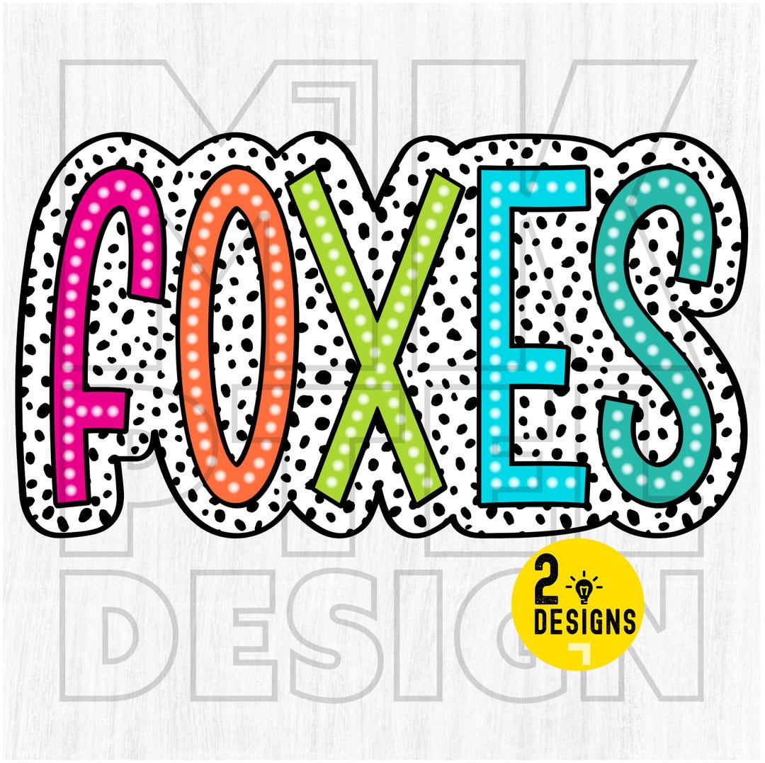 Foxes PNG, Colorful, Dalmatian Dots, Mascot, School Spirit, Team Spirit ...