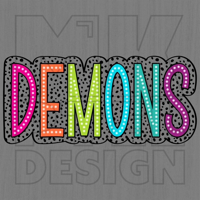 Colorful Demons Mascot PNG, Dalmatian Dots, School Spirit (digital File ...