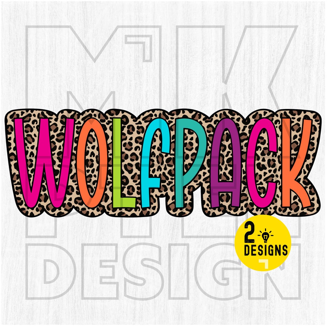 Wolfpack PNG, Colorful, Leopard Print, Cheetah, Animal, Mascot, School ...