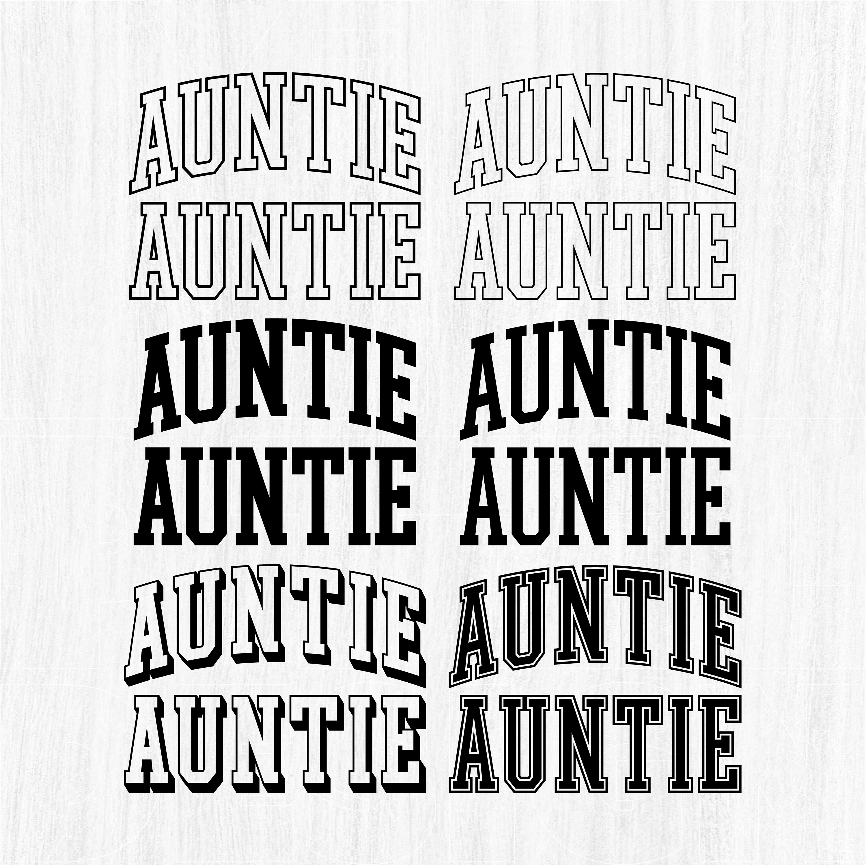 Auntie Png, Auntie Varsity Png Bundle, Auntie Arched Outline, Auntie ...