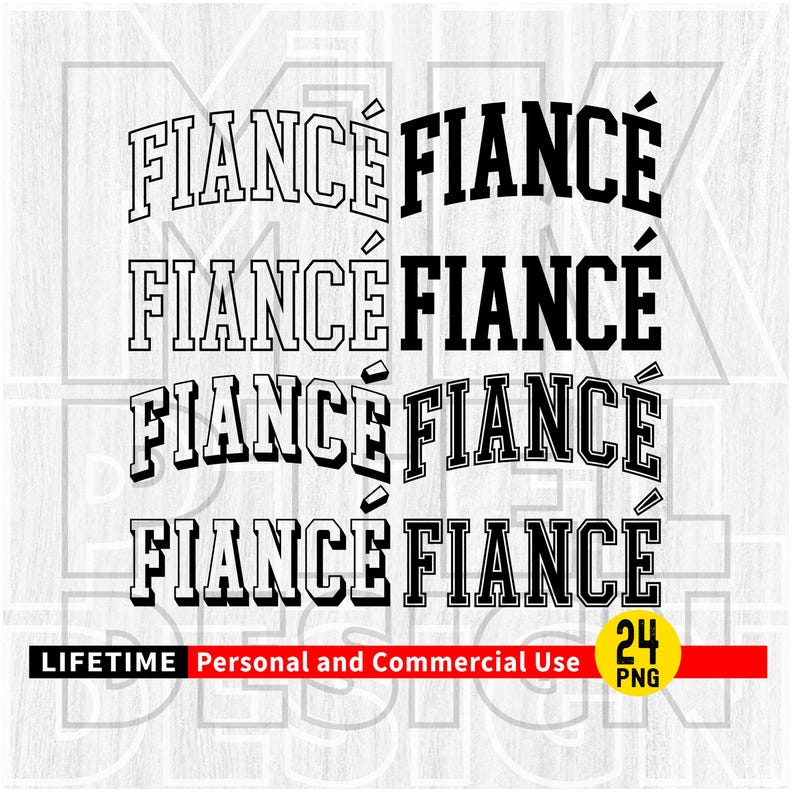 Fiance PNG Bundle, Varsity Letters, Arched Outline (digital Download ...